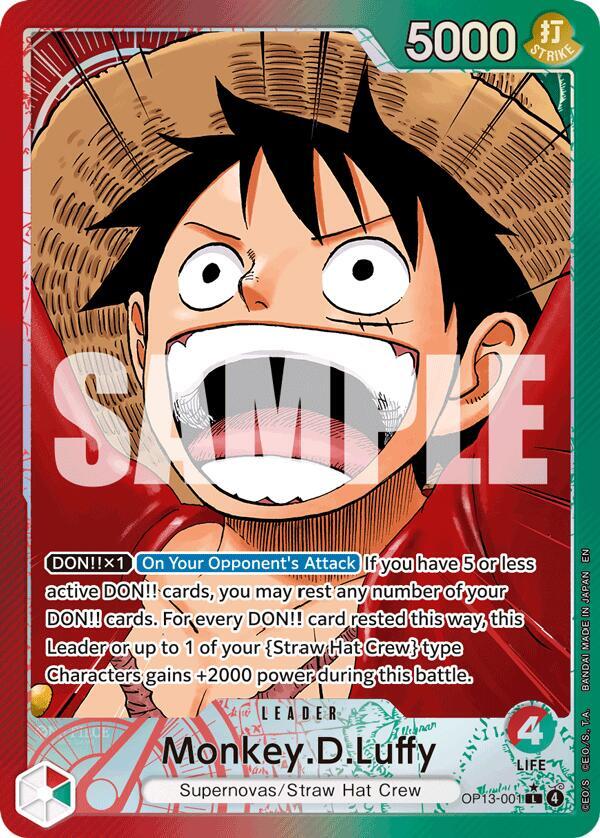 Monkey.D.Luffy (001) (Alternate Art) OP13-001 Leader Carrying On His ...