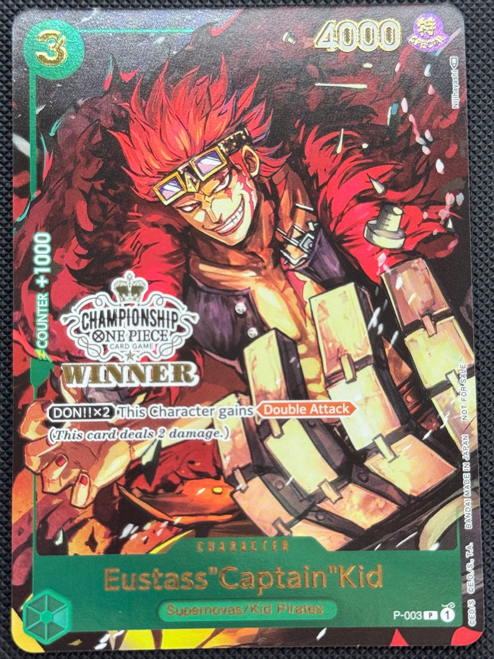 Eustass "Captain" Kid P-003 Store Championship Winner Prize One Piece ...